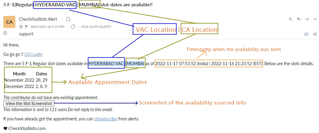 Sample email alert notification?
